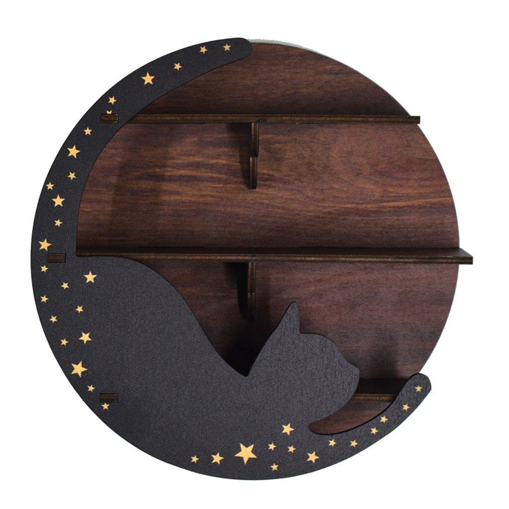 Деревянная круглая настенная полка «Луна», MZ249B