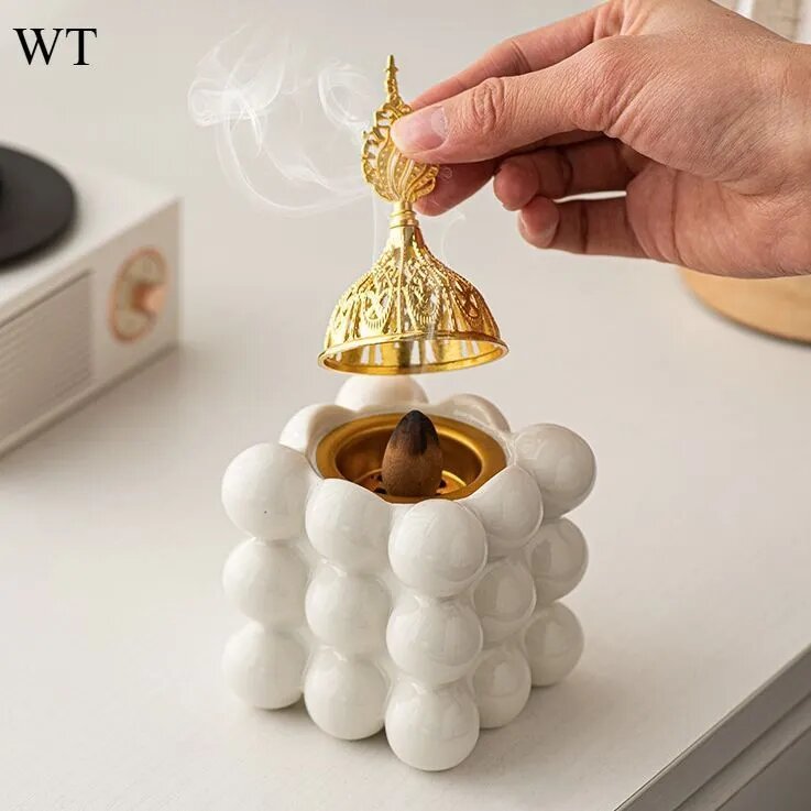 Кадильница для благовоний и ладана, бахурница для дома, подставка кадило для медитаций, белое