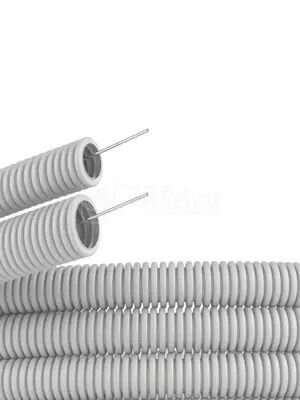 Гибкая гофрированная труба с протяжкой, d-25мм, серый, IP 55, (50м)