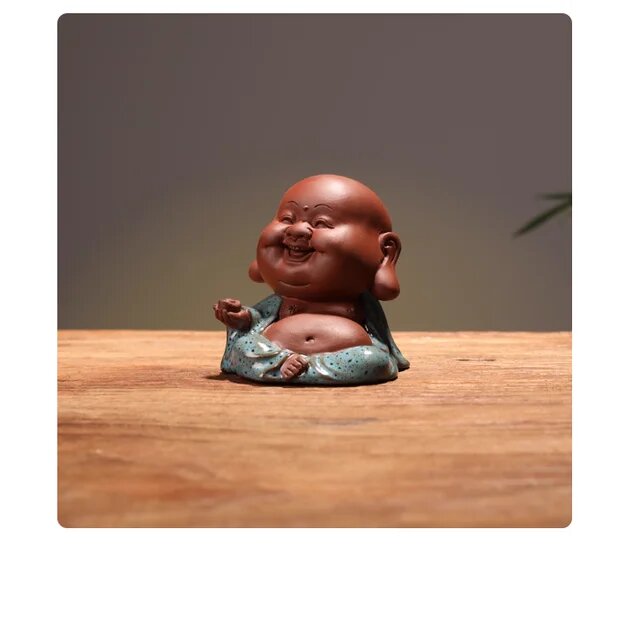 Креативные фигурки чайных питомцев из фиолетовой глины с ситечками для чая, украшения в виде статуэток монаха и Будды, изделия ручной работы, декоративные аксессуары для чайного сервиза.