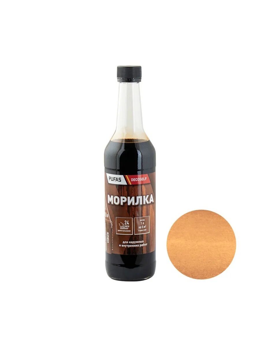 Морилка Pufas Decoself, неводная, цвет клён, шелковисто-матовая, 0,5 л