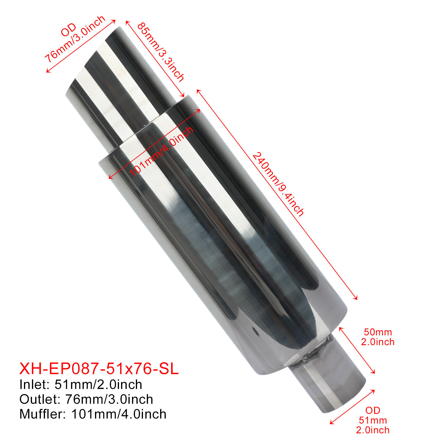 2026 Универсальный автомобильный глушитель, труба из нержавеющей стали 201, модифицированная выхлопная труба, декоративный глушитель, прямая выхлопная труба