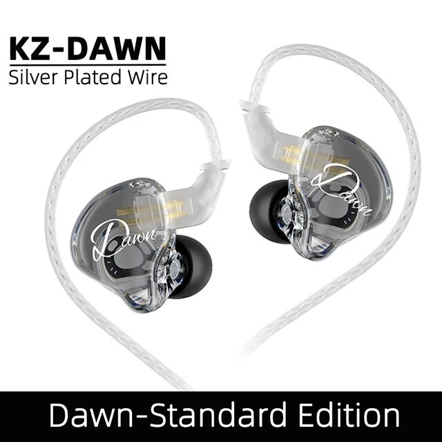 Наушники-мониторы KZ Dawn HiFi с 10-мм двойным динамическим излучателем, предназначенные для игр, спорта, музыки, диджеинга и сценического шумоподавления.
