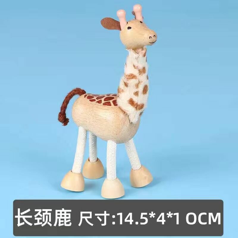 Современные минималистичные деревянные фигурки животных, имитированные шарнирные модели животных, экологически чистые куклы из массива дерева, детские деревянные игрушки.