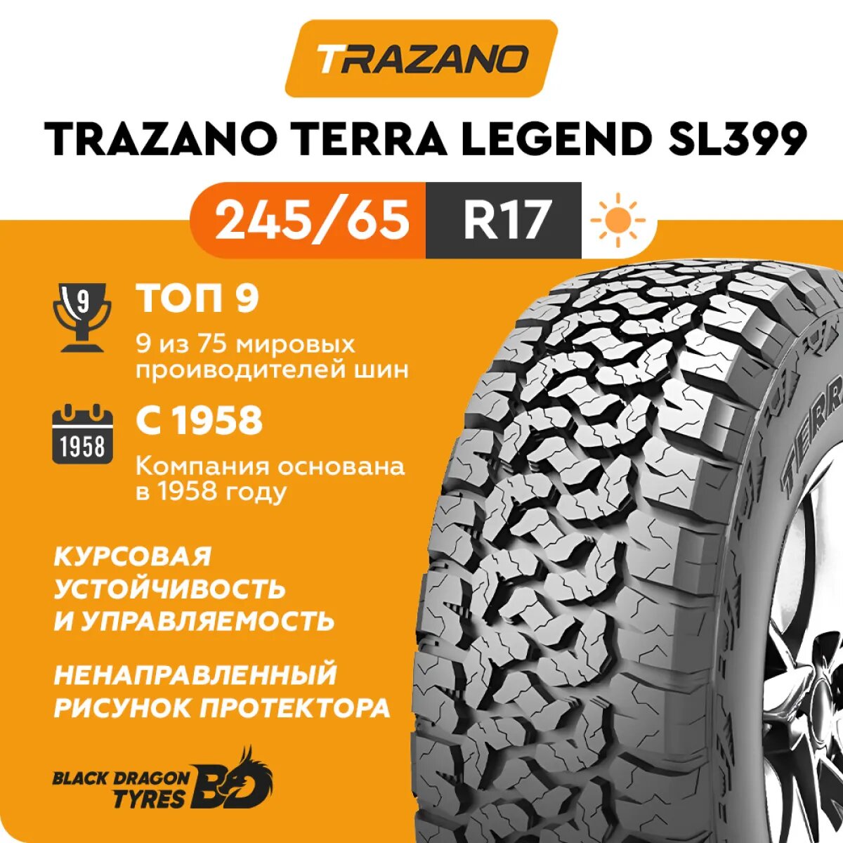 Шины 245/65 R17 107S Trazano Terra Legend SL399 Owl, летние, для легкового автомобиля
