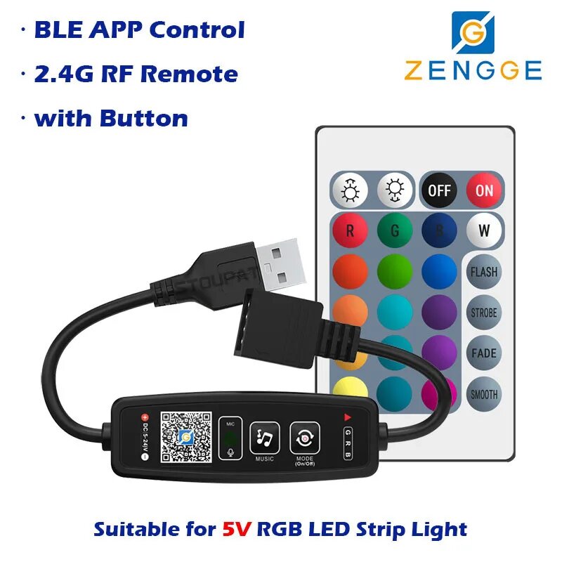 RGB Контроллер светодиодной ленты Smart BLE RF USB5V Button
