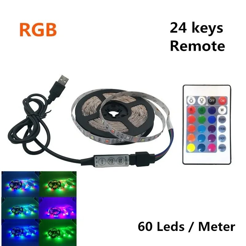 USB светодиодные ленты SMD3528 световой адаптер 5 В, рождественский стол, декоративная лампа, лента для ТВ, фоновое освещение 5 В, 50 см, 1 м, 2 м, 3 м, 4 м, 5 м