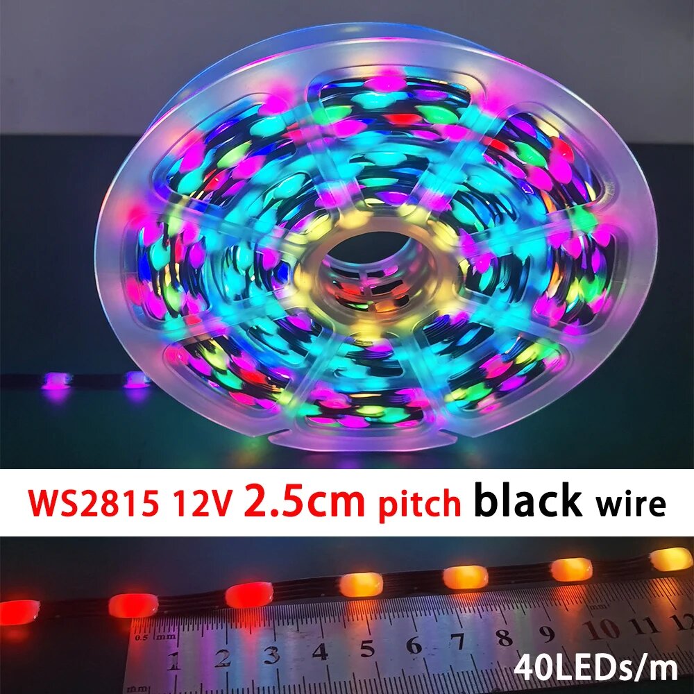 Светодиодные гирлянды KNOW SHINE RGBIC 100 метров 2000 LED 25mm pitch black w, 12V WS2815 5 meters