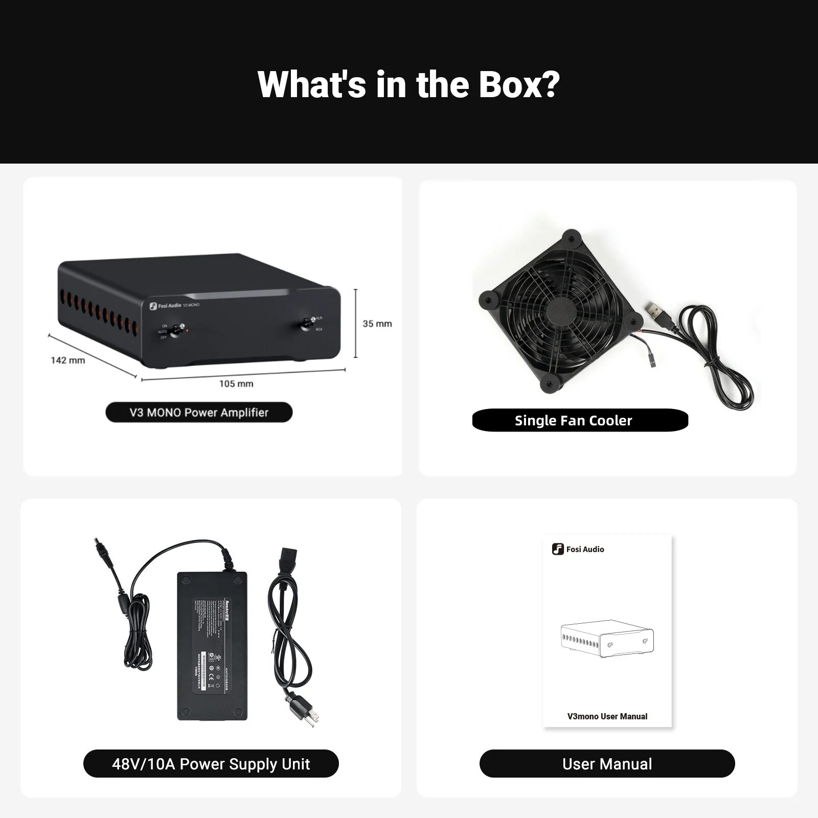 Fosi Audio V3 моно усилитель мощности с кулером