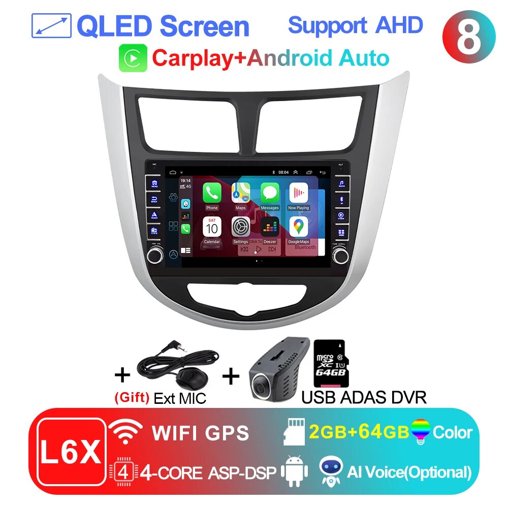 LEHX L6Pro 8 'ручка 2din Android 14 авторадио CarPlay автомобильный радио L6X(2-64GB)DVR