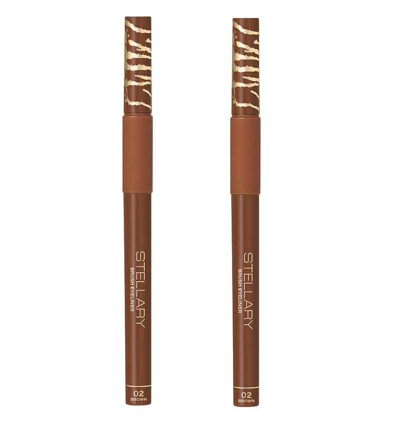 Подводка Stellary для глаз с аппликатором кистью Wild Eyeliner Brown тон 02 коричневый, 0,6 мл - 2 штуки