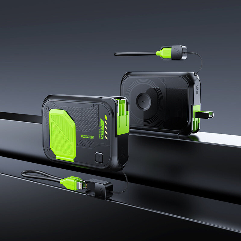 Новый 5-в-1 магнитный беспроводной пауэрбанк со встроенным кабелем, многофункциональной сетевой вилкой, емкостью 20000 мАч.