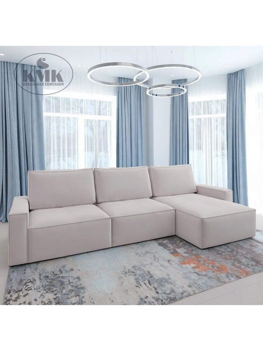 Диван угловой КМК в стиле лофт, ортопедический, раскладной, еврокнижка, с ящиком