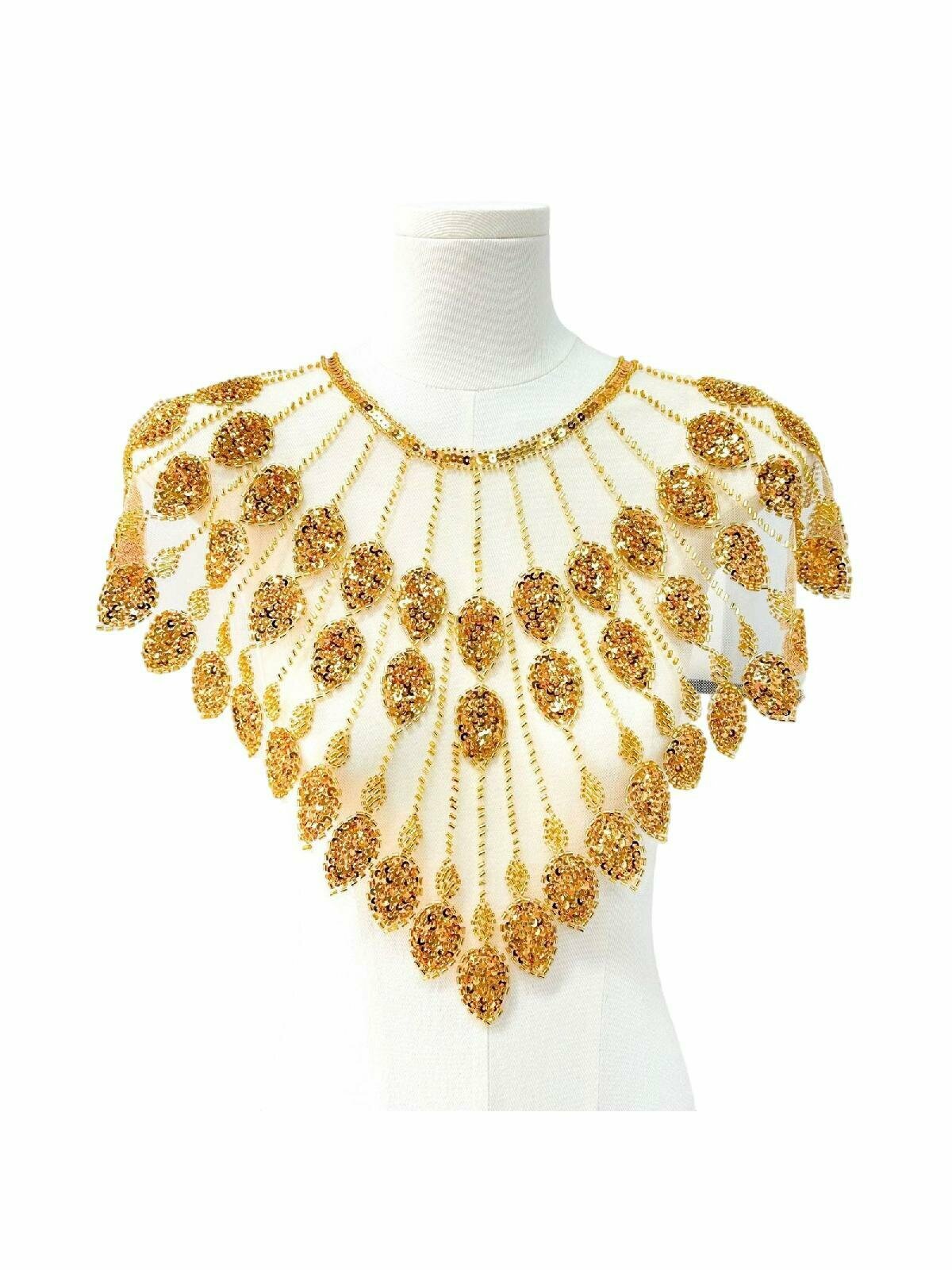 Вышитая аппликация для воротника, Золото