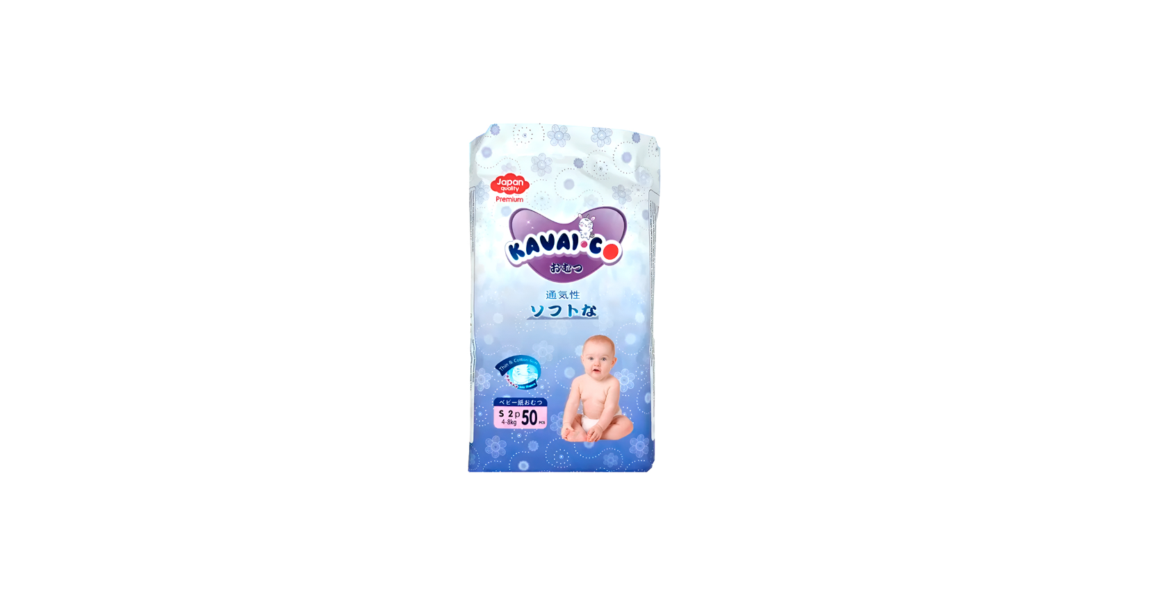 Подгузники Kavai-Co Baby Disposable Diapers S 4-8kg (50 Pcs)
