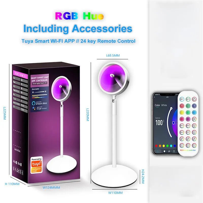 Smart Sunset Lamp RGB App Controller Smart Lights Smart Life White — фото 1
