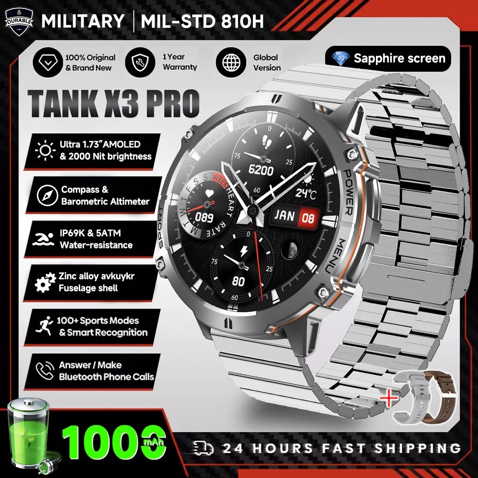 TANK X3 PRO Silver Steel B 2A, умные часы