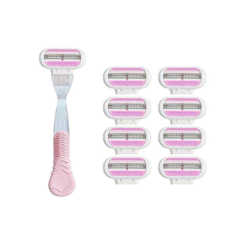 Женская специальная бритва для тела, со сменными лезвиями и увлажняющей полоской, розовая