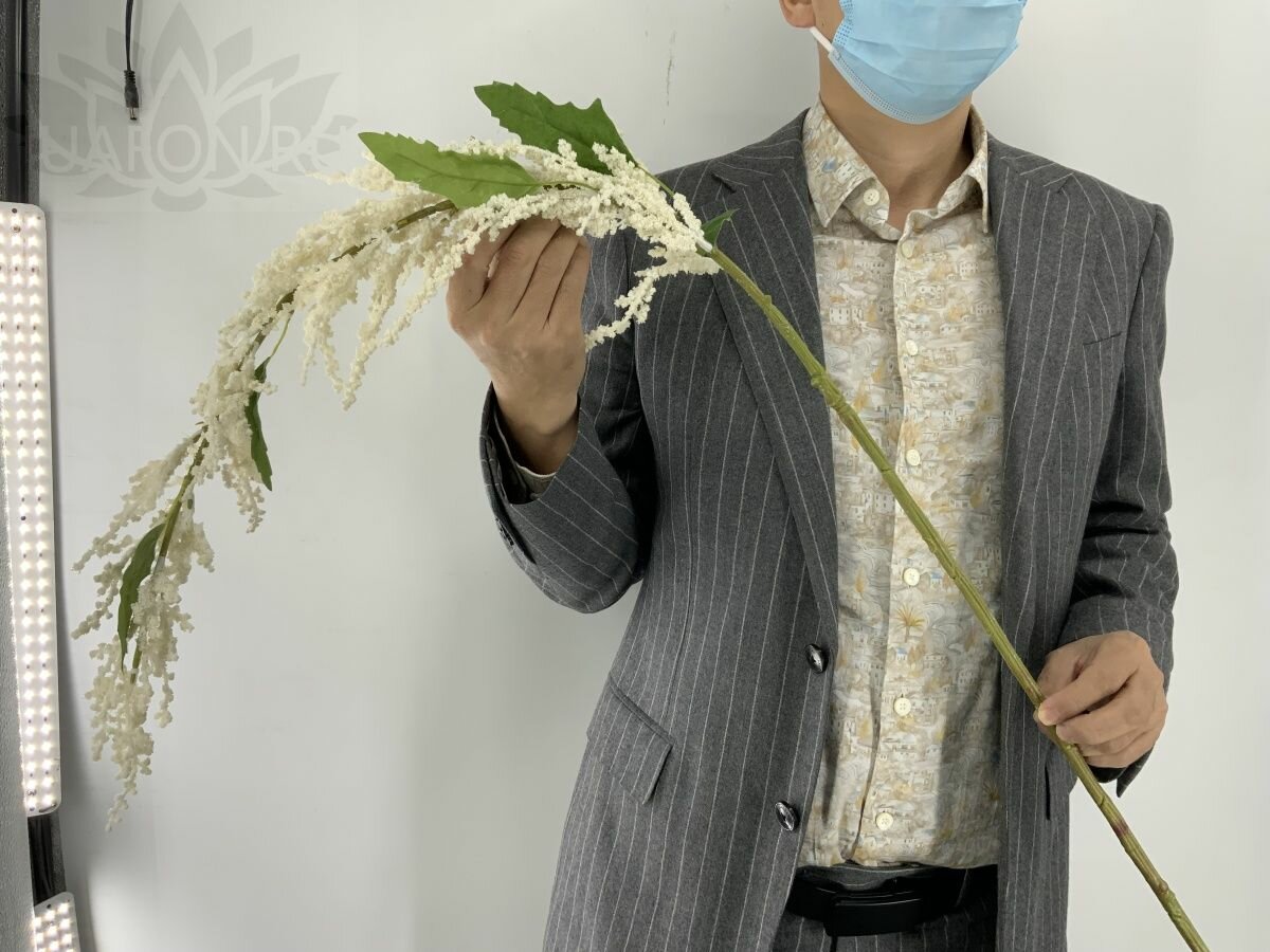 Искусственные цветы премиум ветки для декора Амарант белый обсыпной 1 ветка 125 см