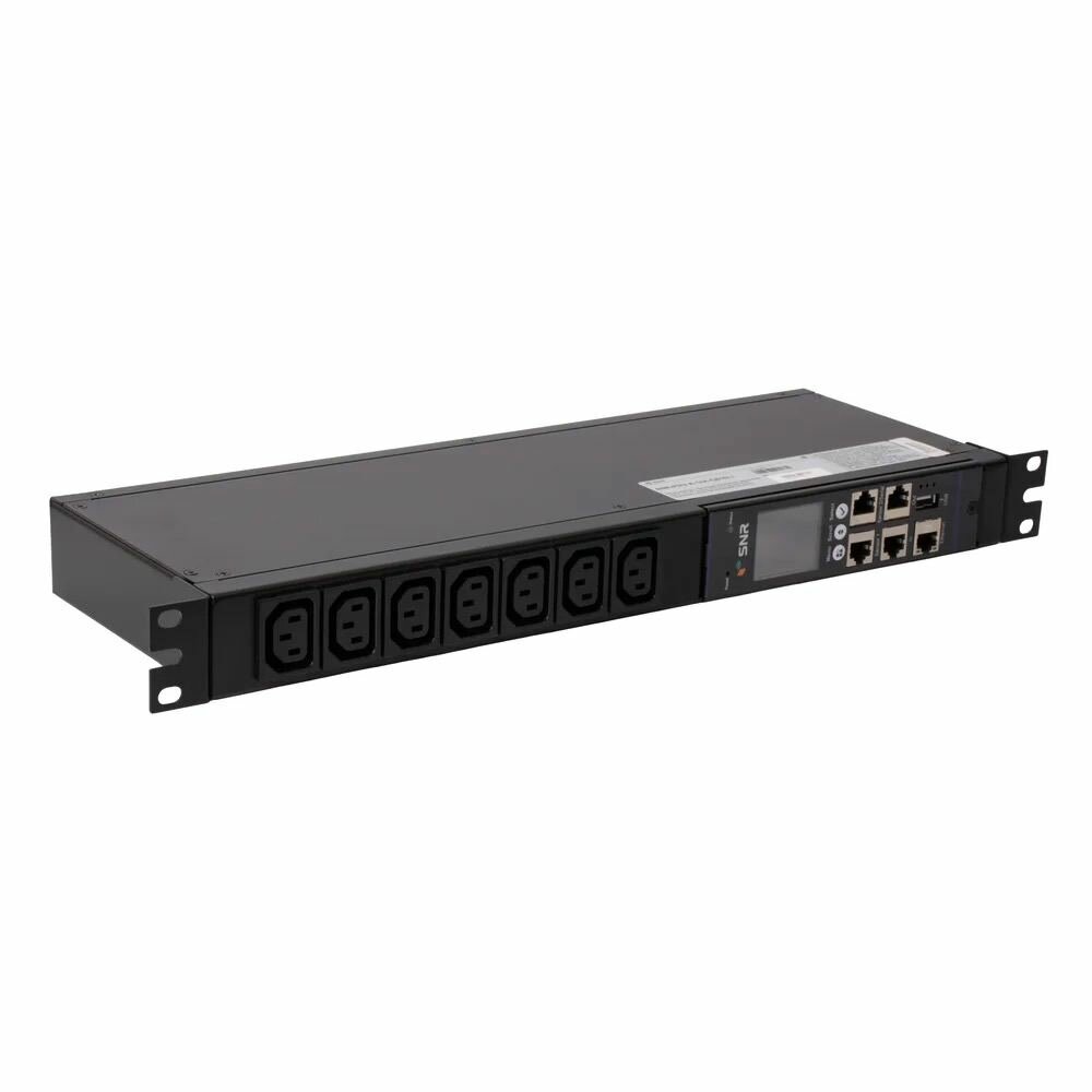 Блок розеток с функцией измерения серии SNR тип A 1U 19" выход 14*C13 с защитой от перегрузки вход 16A IEC60309 (1P+N+E)
