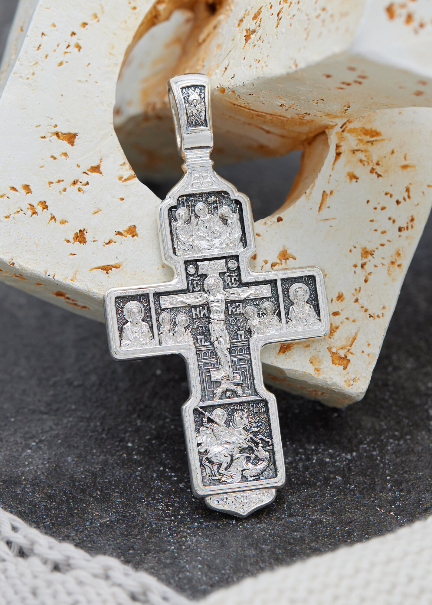 Крестик, серебро, 925 проба, чернение, оксидирование