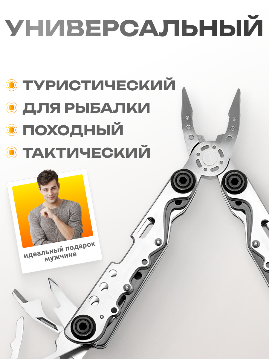 Мультитул JAKEMY Multitool (JM-PJ1010), 10 инструментов, серый — фото 1