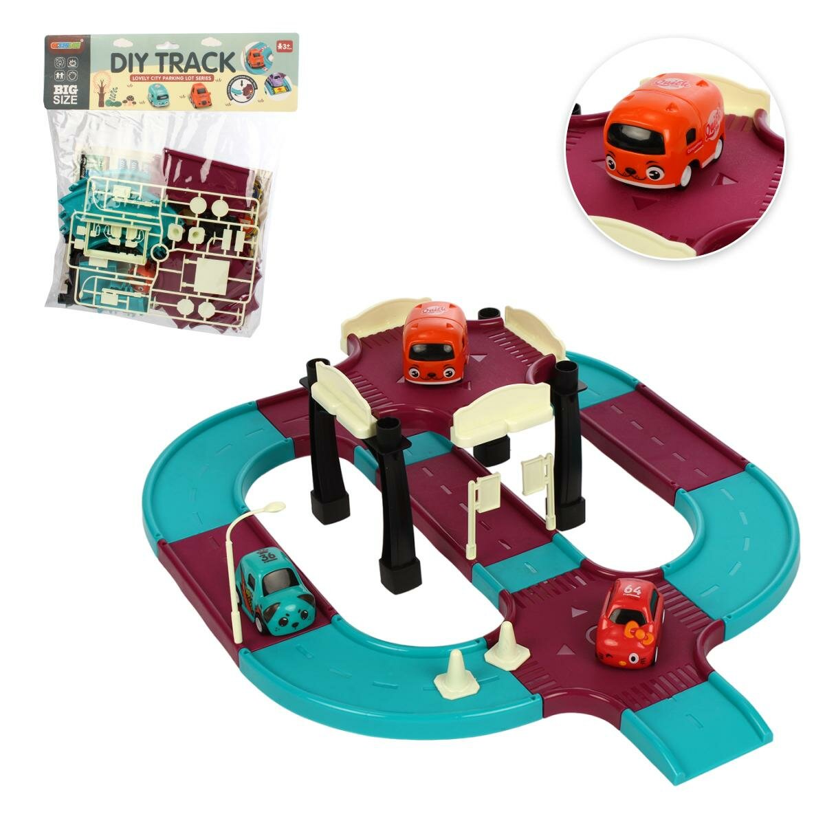 Игрушка для детей «Парковка, пакет 812-6B» с машинками, пластиковая, 37x34x5 см