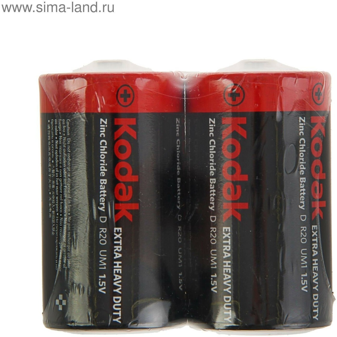Батарейка солевая Kodak Super Extra Heavy Duty, D, R20-2S, 1.5 В, спайка, 2 шт.
