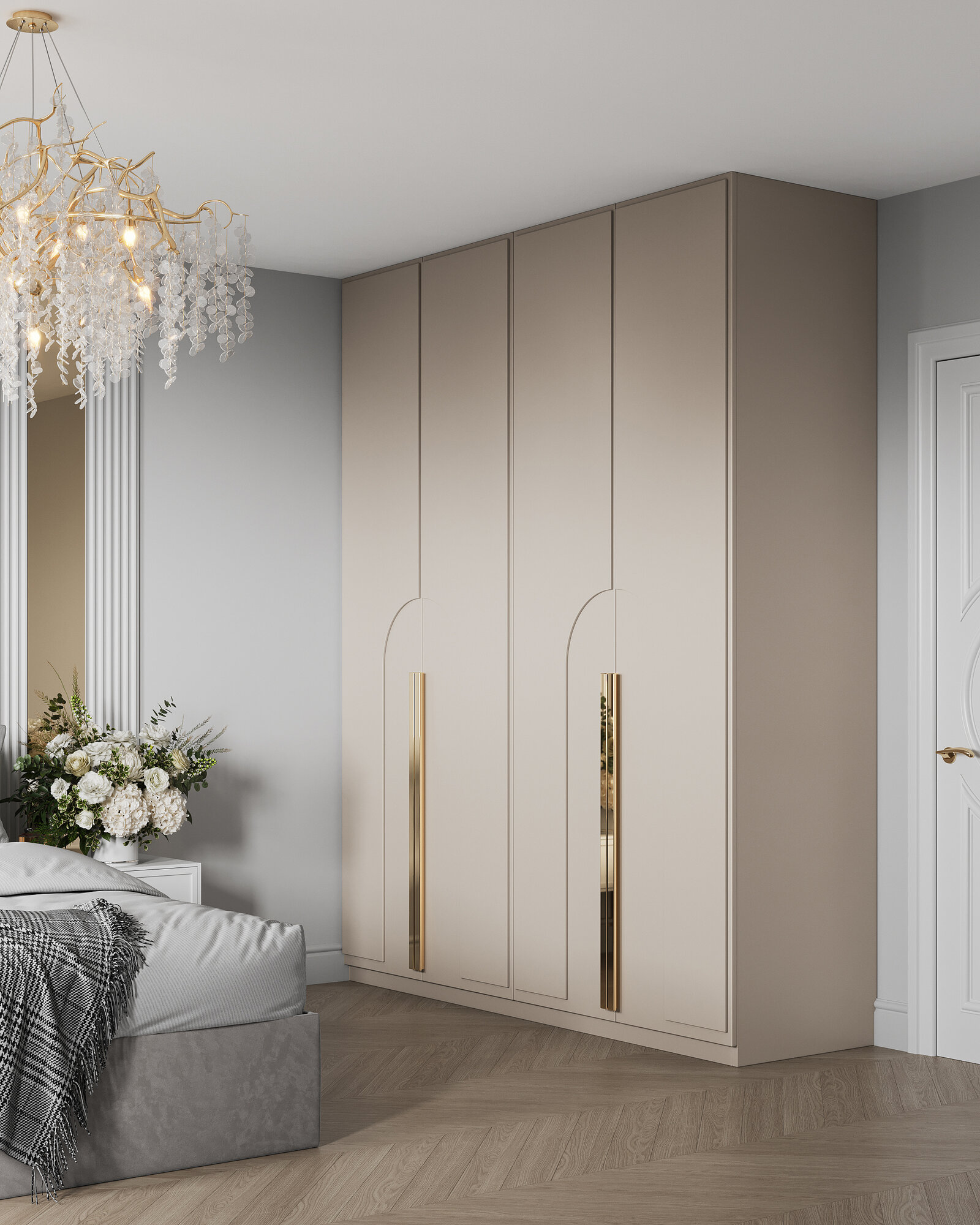 Шкаф Альфина, для спальни, МДФ, распашной, современный, с ручками в прихожую, детскую