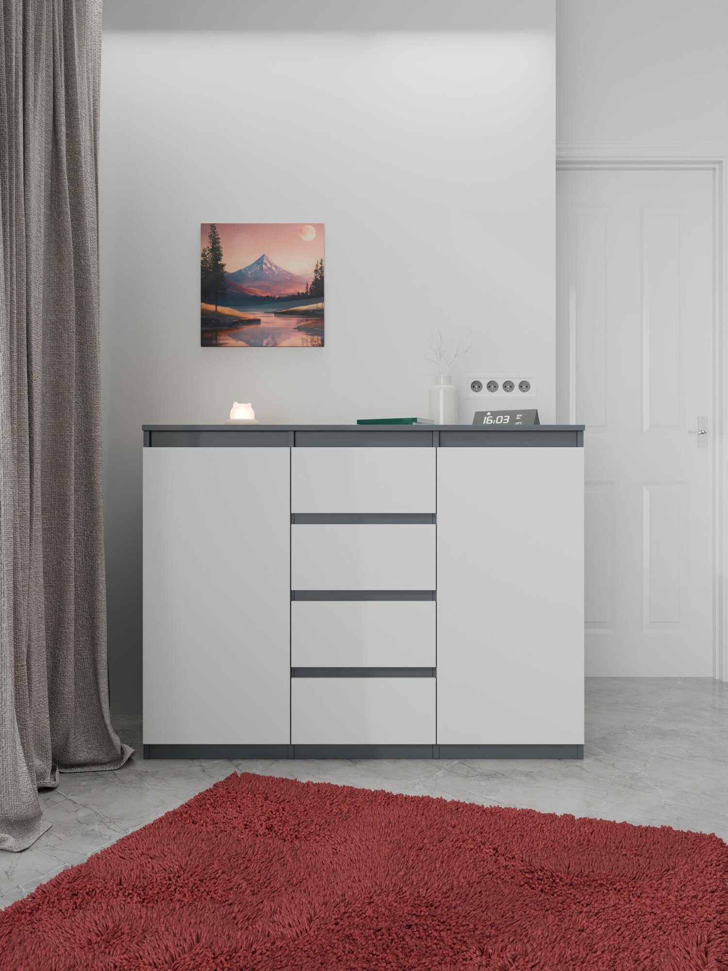 Комод для белья и одежды тоскана, 120х91х50.4 см, графит-белый