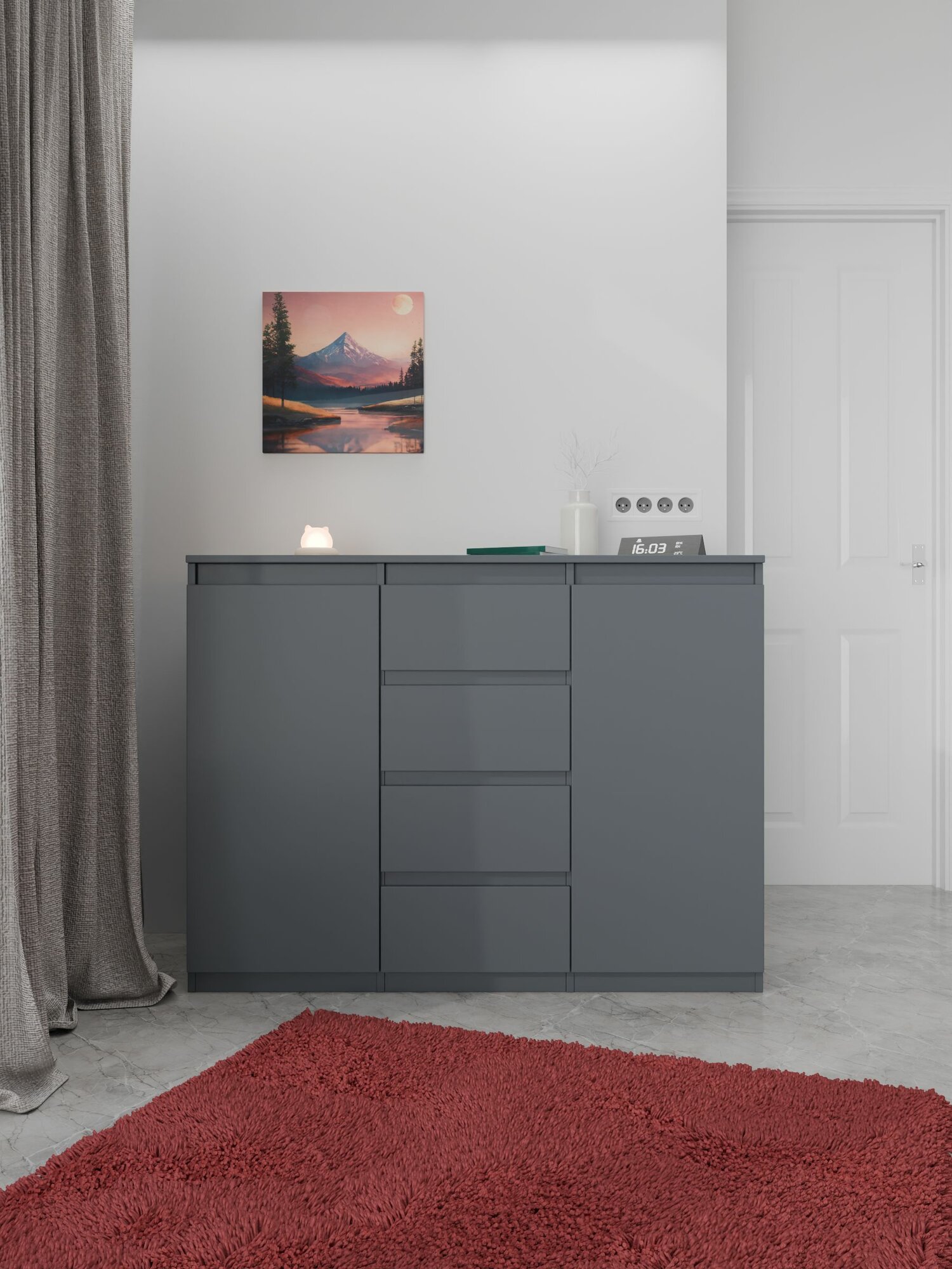 Комод для белья и одежды тоскана, 120х91х50.4 см, графит