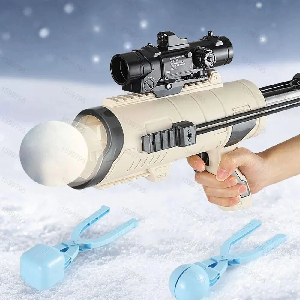 Снежколеп - снежная пушка для детей, бластер для снежков с прицелом и инструментами для лепки снежков