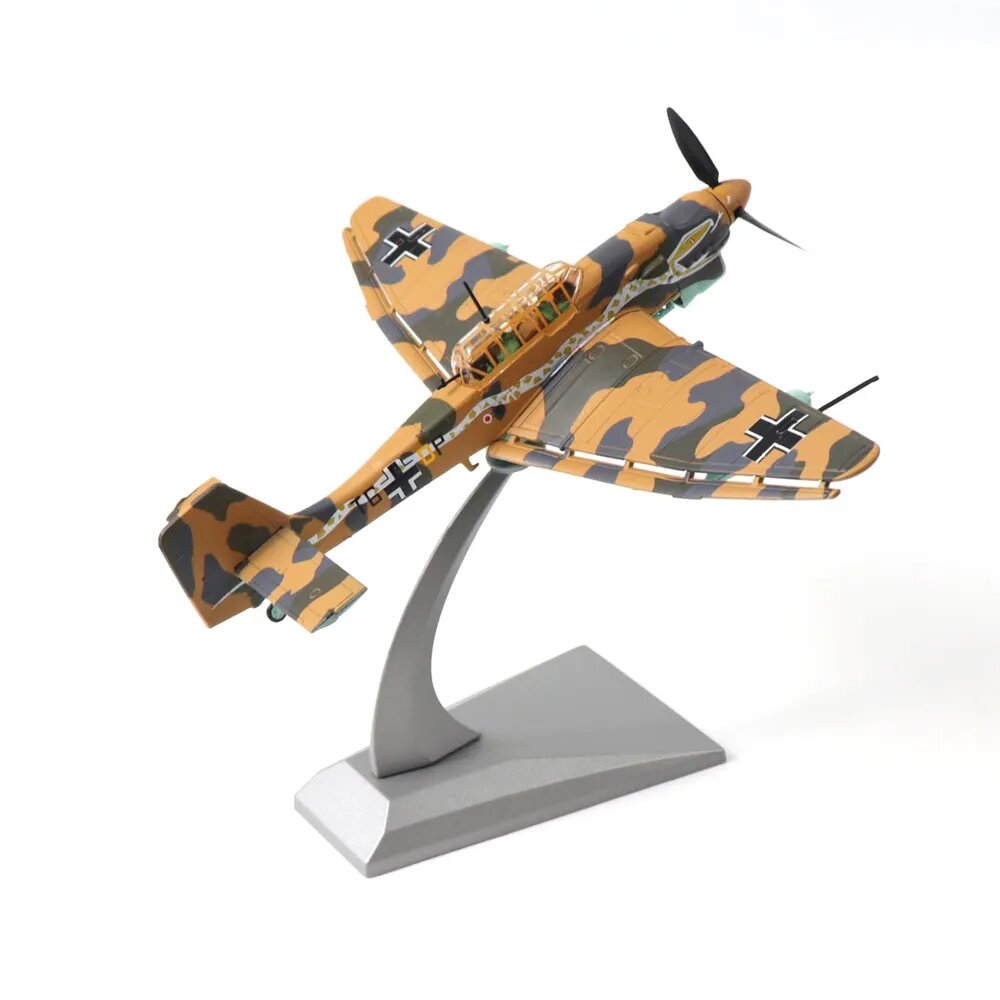 Junkers Ju 87 Stuka 1 / 72 Metal Dive Bomber Model German WWII Military Diecast Ground Attack Модель самолета Предварительно собранные наборы с подставкой для коллекции или подарка