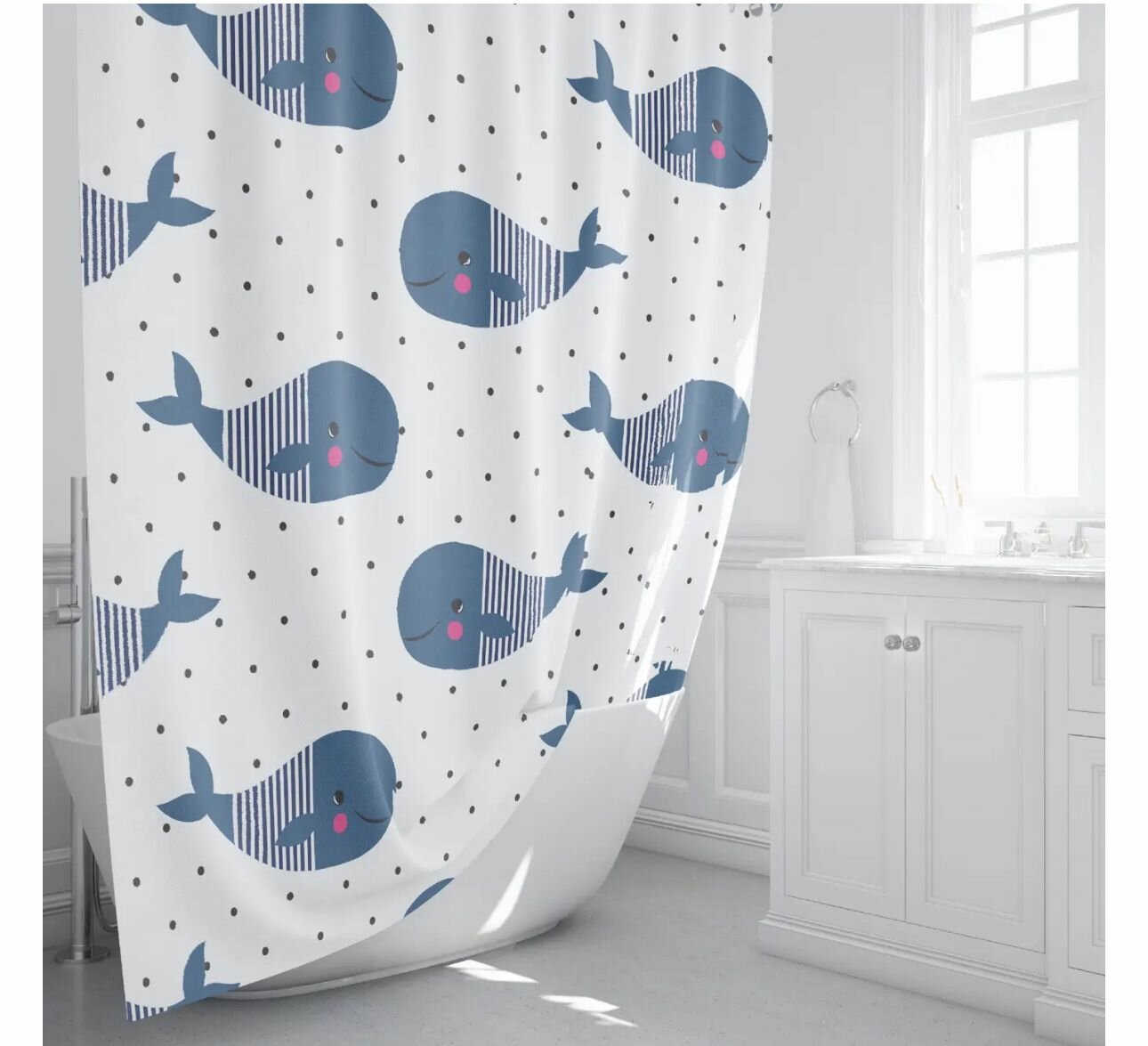 Штора для ванной Fixsen Drop 180x200 см полиэстер цвет белый без колец