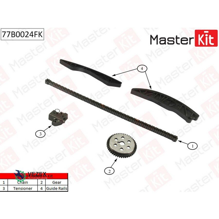 MASTERKIT 77B0024FK Комплект цепи ГРМ KIA CEE'D 1.6 CVVT G4FA/G4FC 12- 77B0024FK