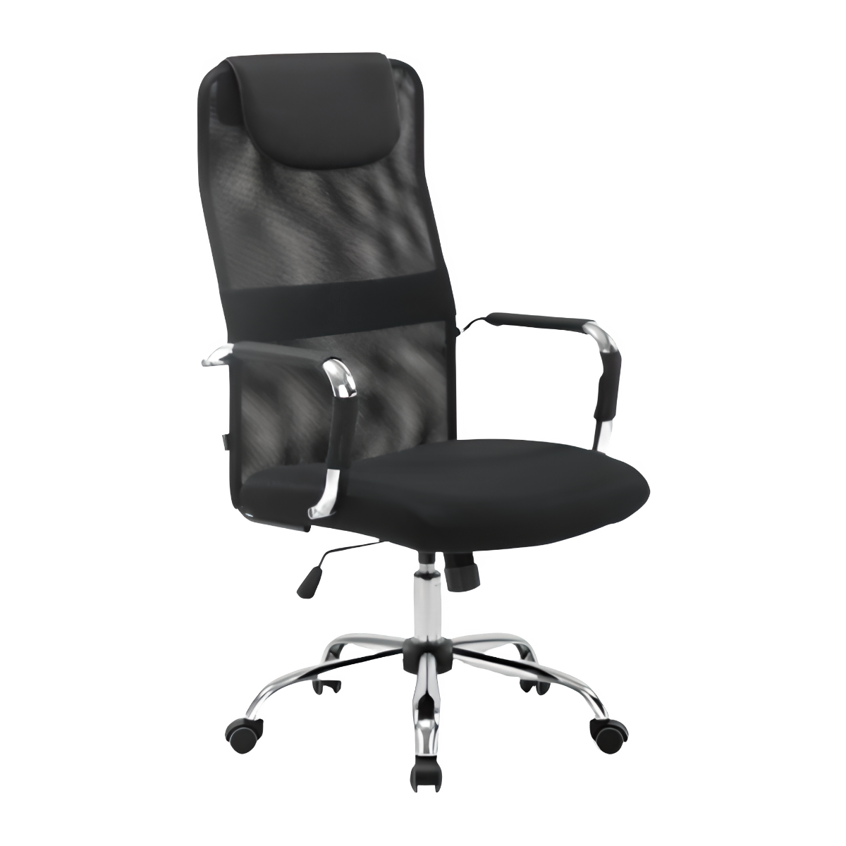 Кресло офисное Brabix Fit EX-514 черное, сетка, ткань, крестовина хром, выдерживает до 120 кг