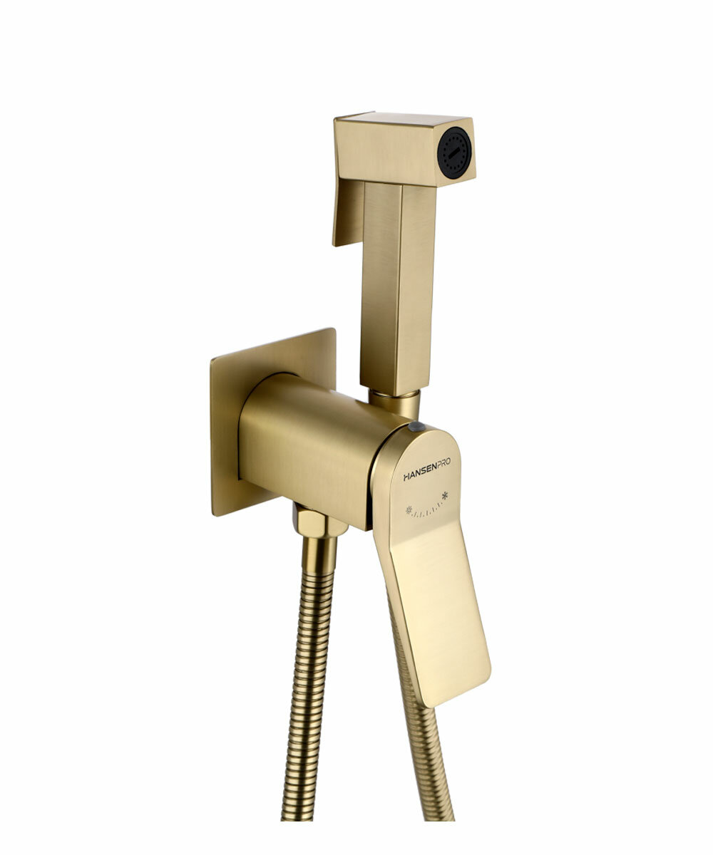 Встраиваемый смеситель для душа с гигиенической лейкой от бренда Hansen HL60099-D матовое золото