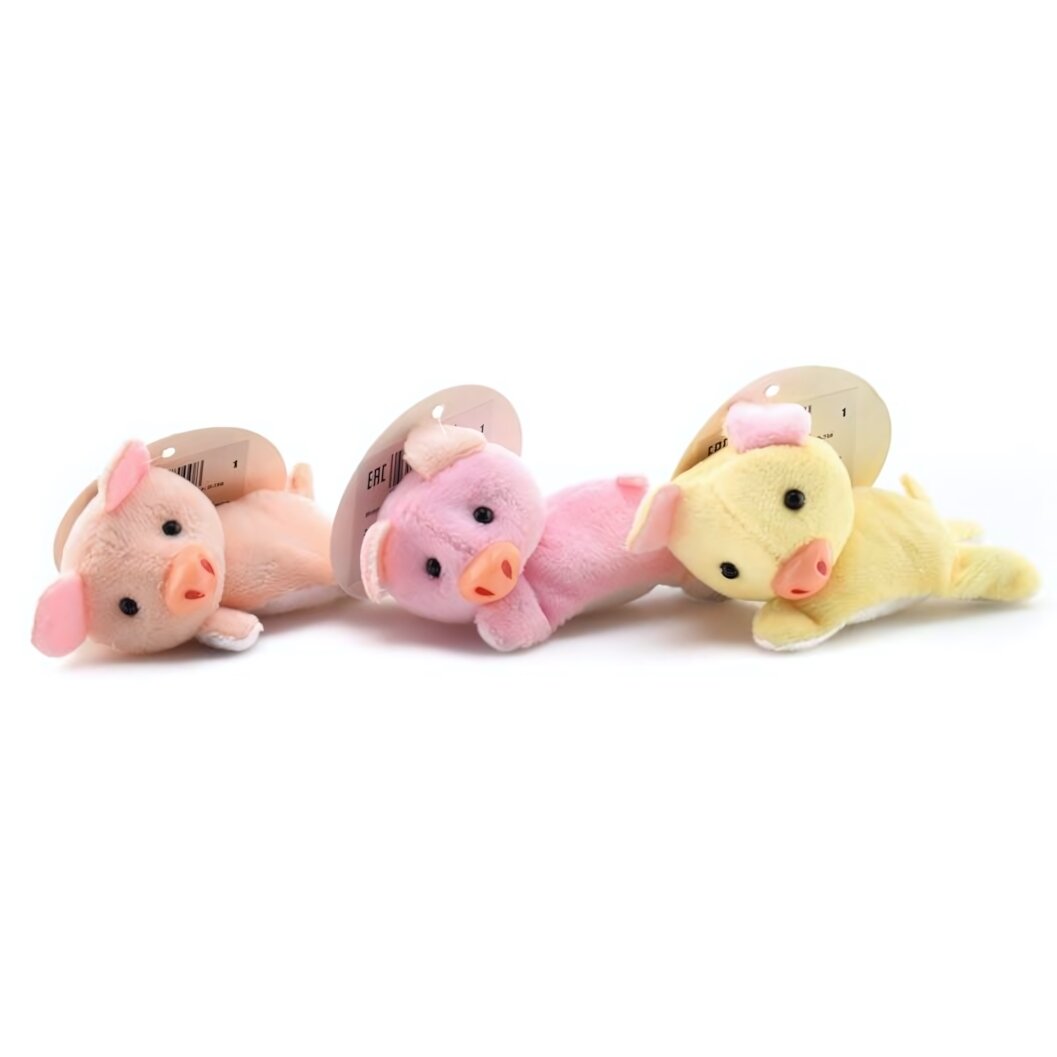 Мягкая игрушка-магнит "Свинка" 6 см, текстиль, 3 цвета (бежевый/розовый/желтый)