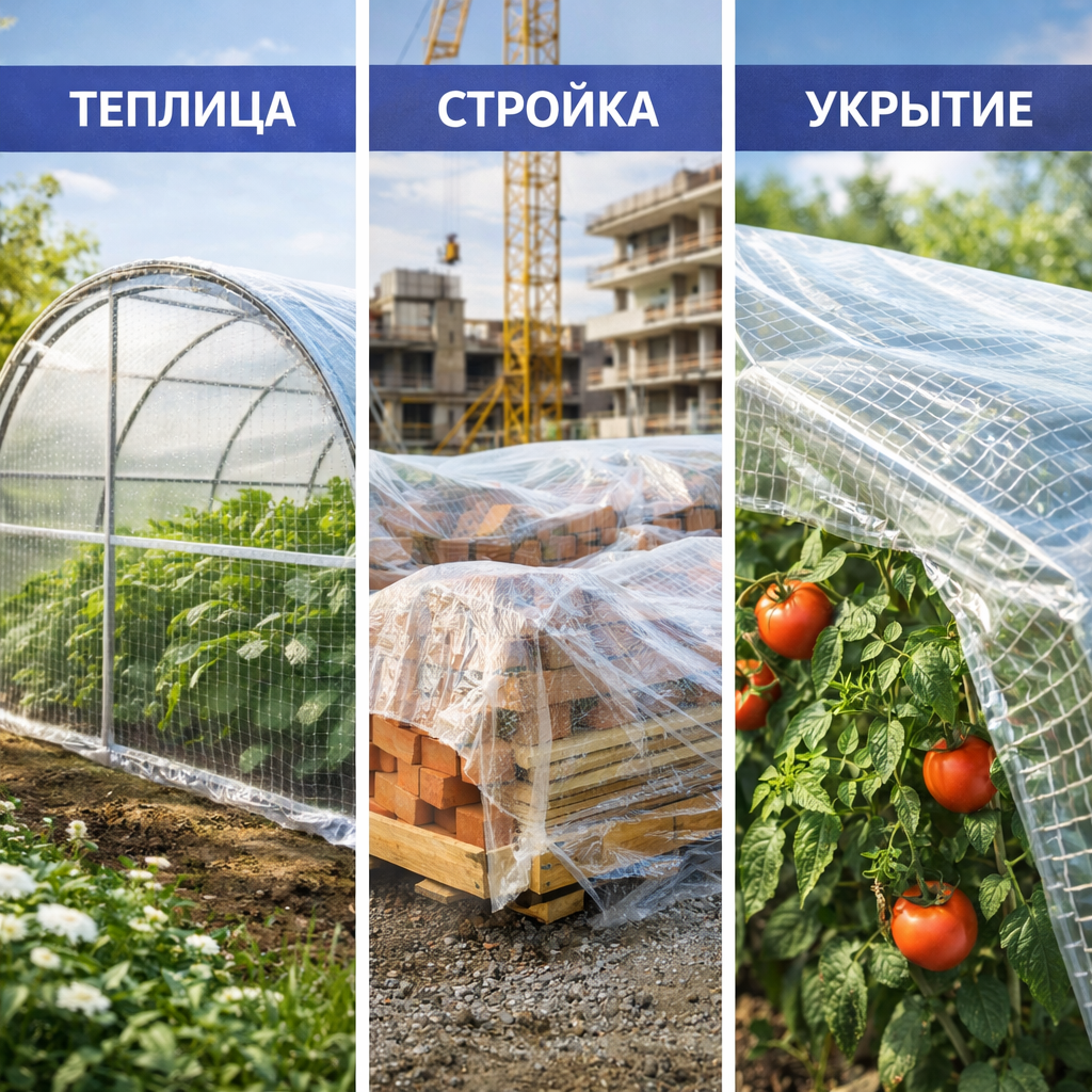 Пленка армированная для теплицы 120 мкм (2×120 м) | УФ-стабилизированная | Прочная, для парников и стройки