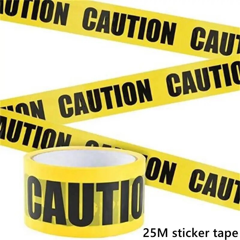 Лента оградительная "Caution" 25м, желтая