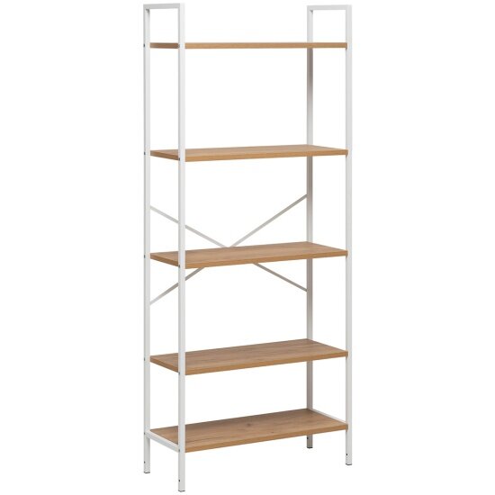 Стеллаж Leset Стилвуд 25 широкий, 5 полок Белый/Дуб крафт золотой