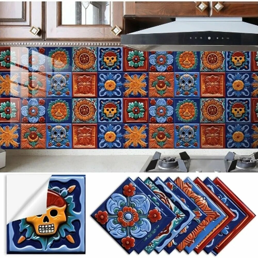 OZ-Trasat 20 шт. Наклейки Peel And Tile, мексиканские плитки, наклейки на настенную плитку