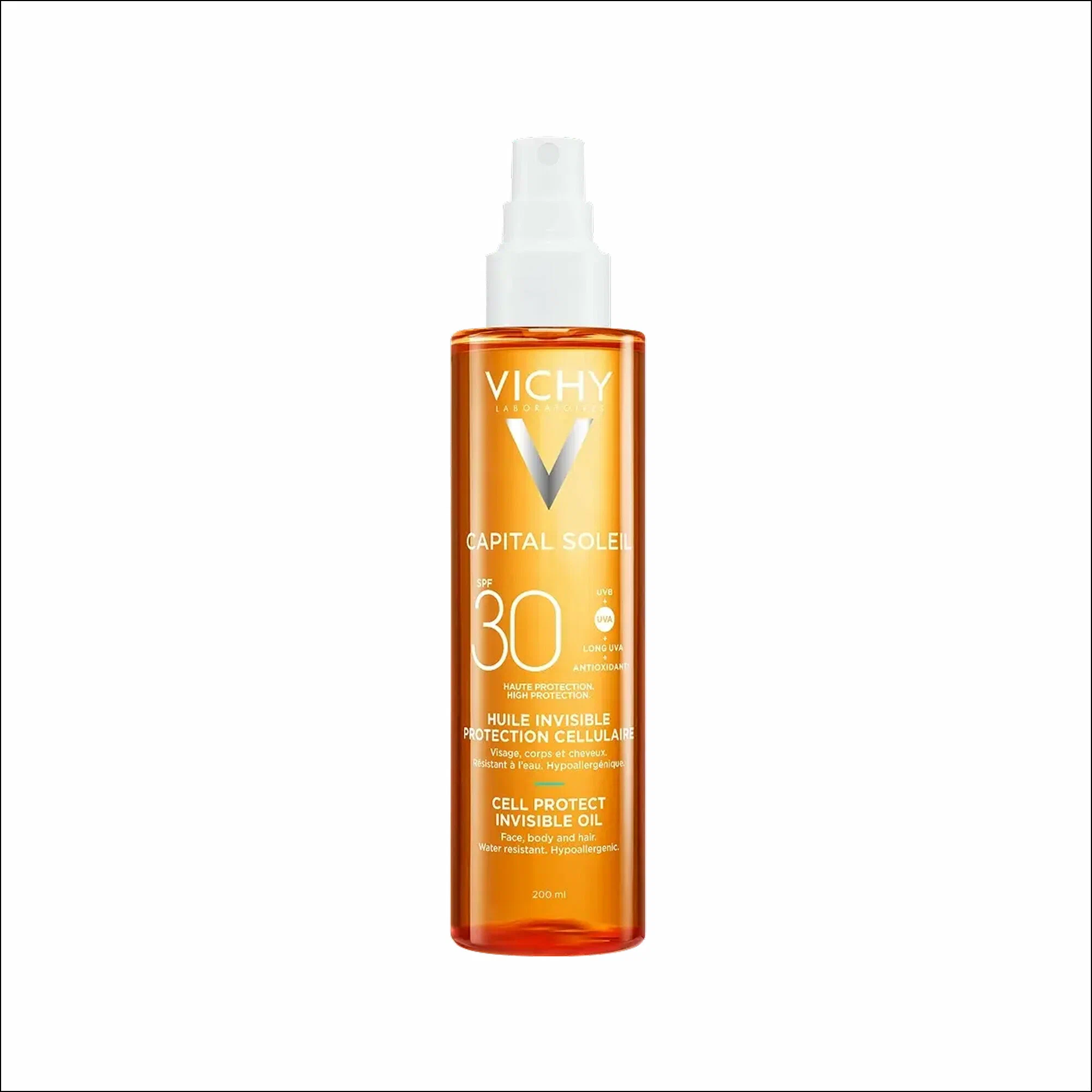 Солнцезащитное увлажняющее масло Vichy Capital Soleil Cell Protectinvisible Oil для лица и тела SPF 30, 200 мл