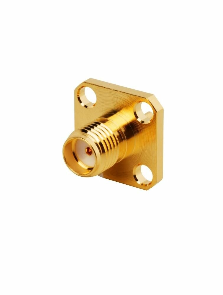 Разъем SMA female на корпус под пайку, 4-ре отверстия, металл
