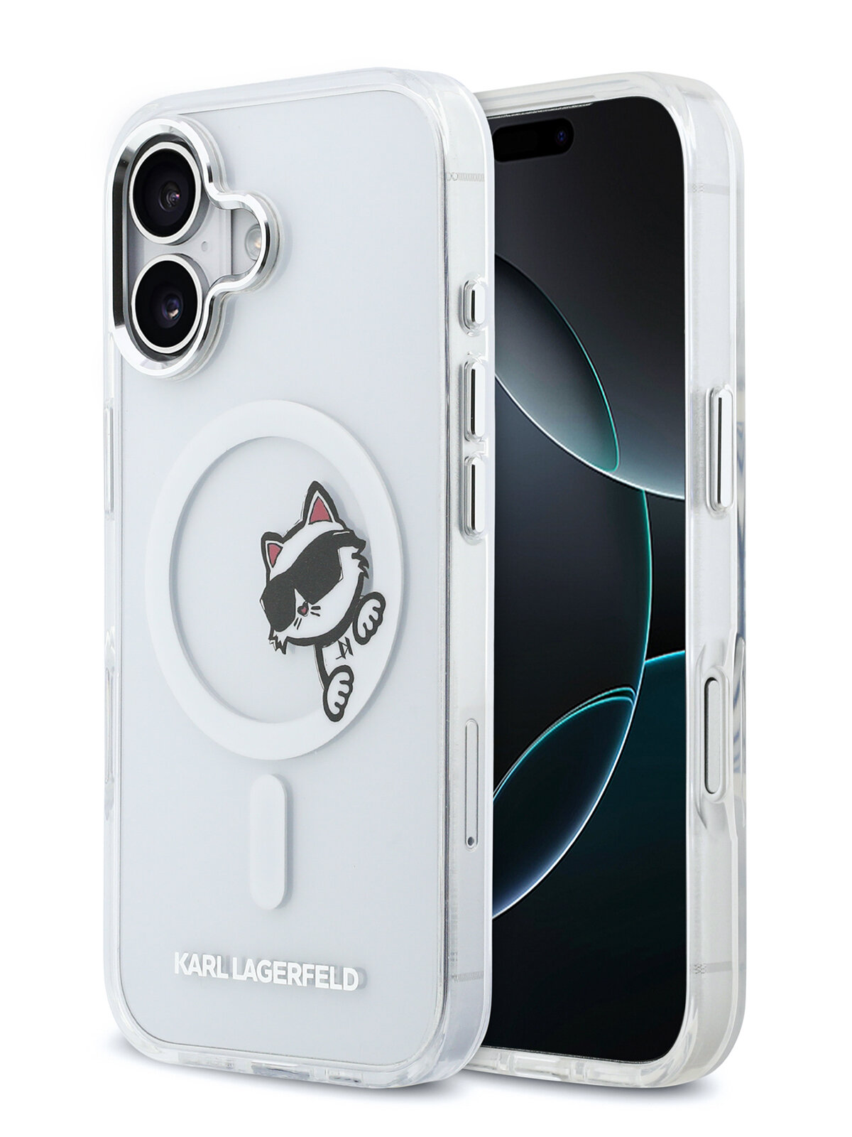 Чехол Karl Lagerfeld на iPhone 17, с магнитами MagSafe, с принтом IML, прозрачный