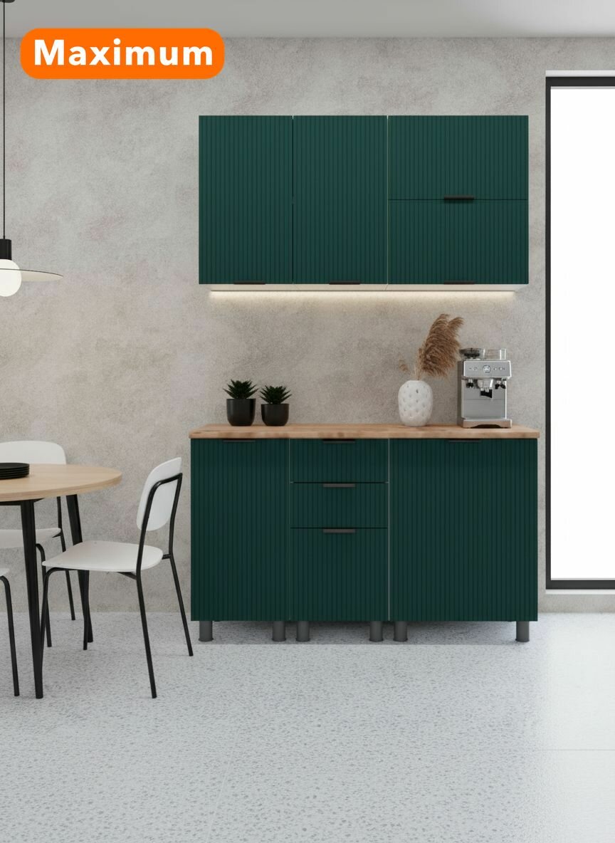Кухня "Осака" 1,4м, темно-зеленый