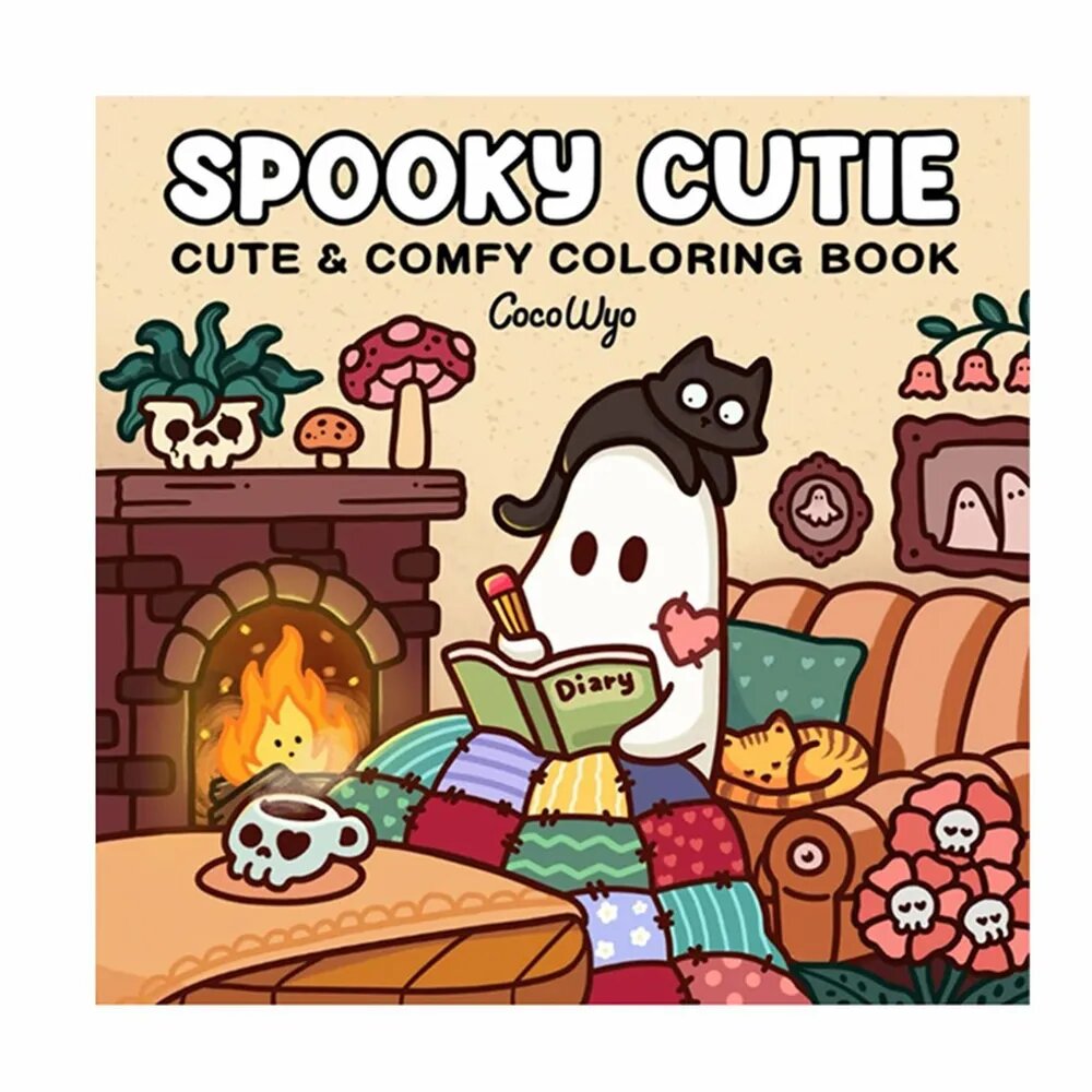 Раскраска Spooky Cutie: Милая и Уютная Раскраска для Детей, Книжка-Раскраска с Героями Мультфильмов, Белый/Коричневый Цвет, Бумага, 1 Шт.