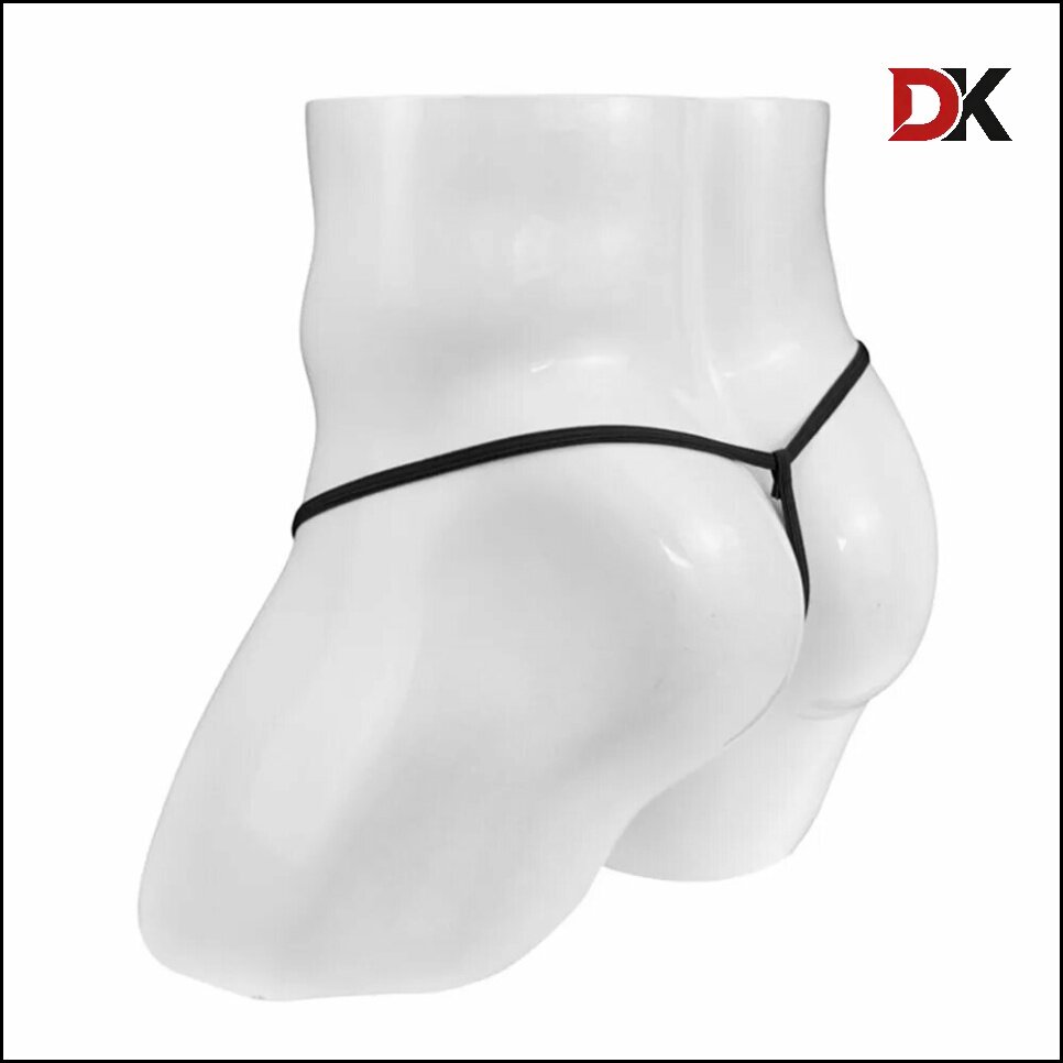 Стринги эротические, с кольцами, регулируемые шнурки, латекс, лайкра, чёрные