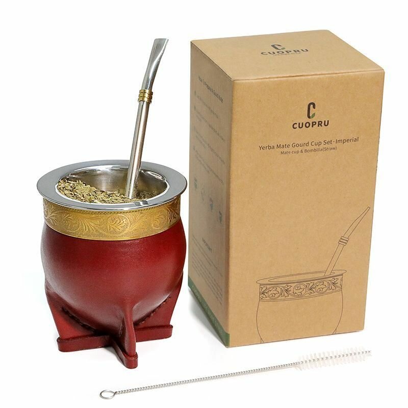 Kалабас Набор чашек Yerba mate ручной работы из натуральной кожи в стиле барокко