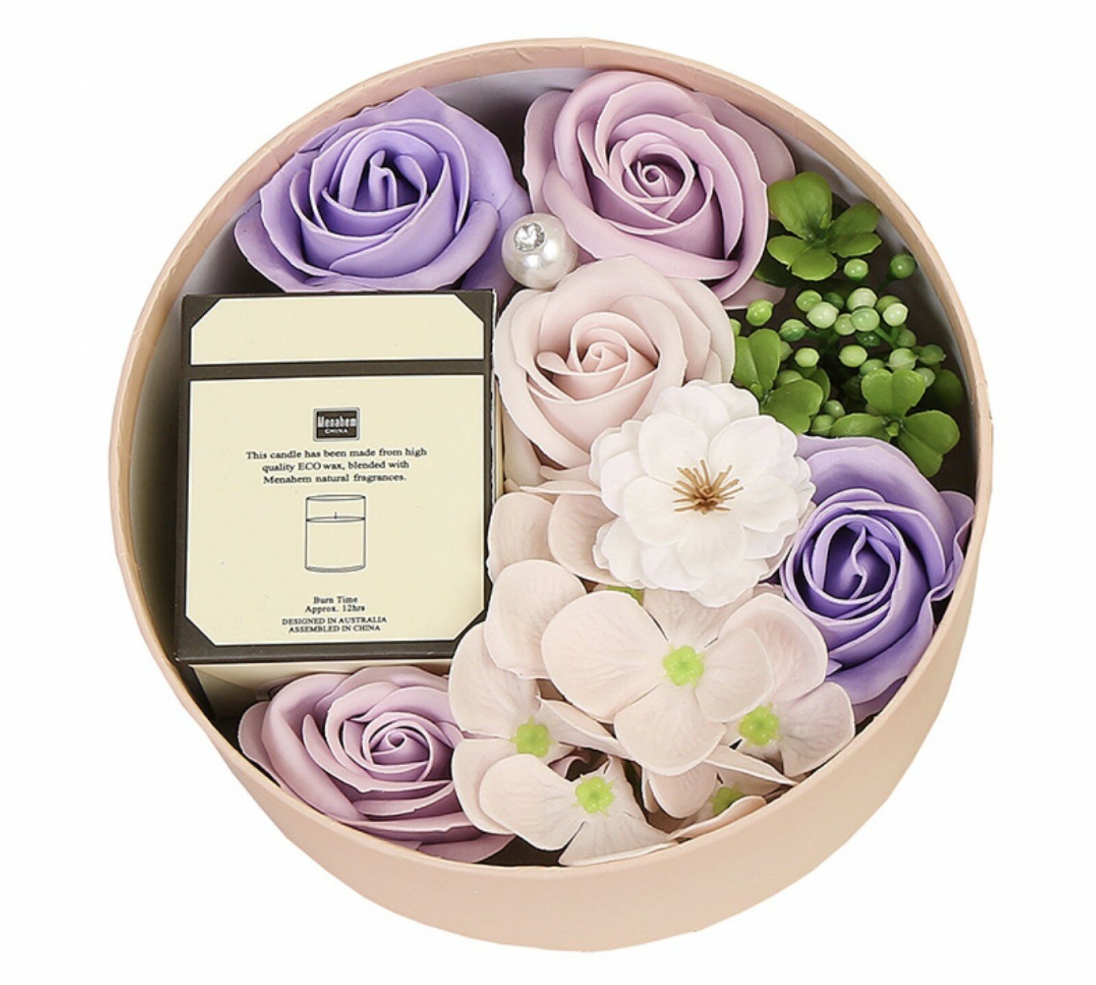 Подарочный набор MyPads M-01254 с ароматизированным мылом и свечой с ароматом колокольчиков и груши